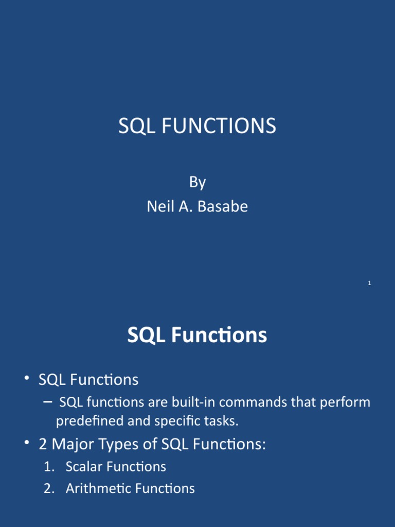 Lesson2 SQLFunctions | PDF | Variable (Computer Science) | Parameter (Computer Programming)