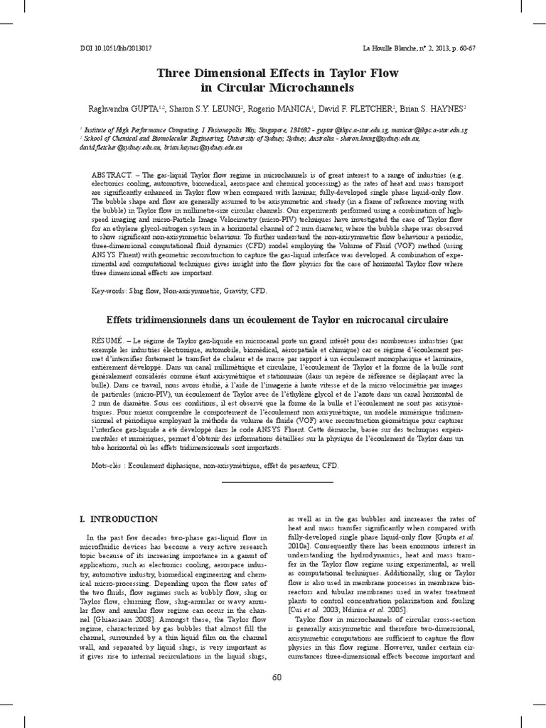 Three-Dimensional Effects in Taylor Flow in Circular Microchannels: An ...