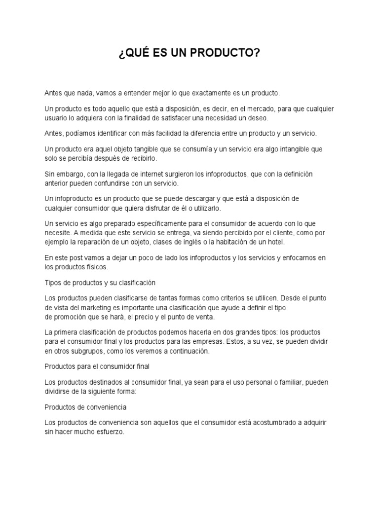 Qué Es Un Producto | PDF | Producto (Negocio) | Los consumidores