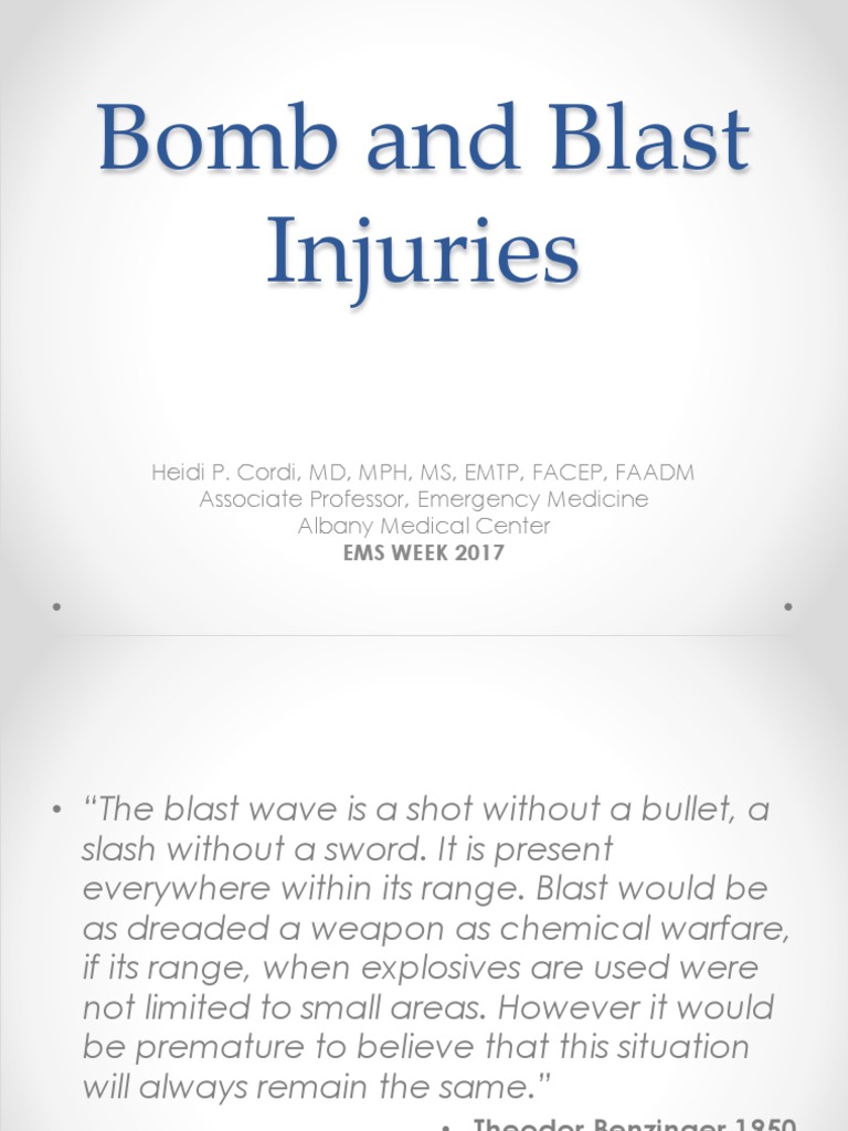 Bomb and Blast Injuries PDF | PDF | Bomb | Traumatic Brain Injury