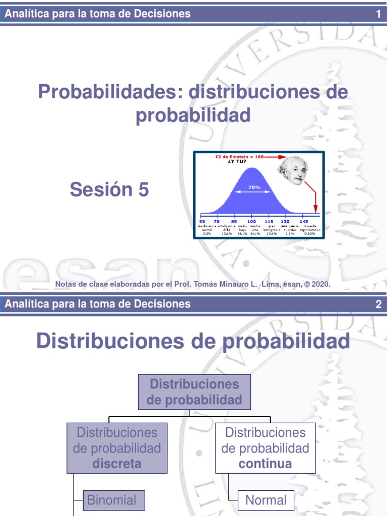 Sesión 05 Principales Distribuciones de Probabilidad PDF | PDF | Distribución normal ...