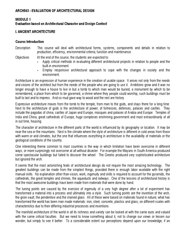 MODULE 1 - Architectural Character and Design Context | PDF | Deities ...