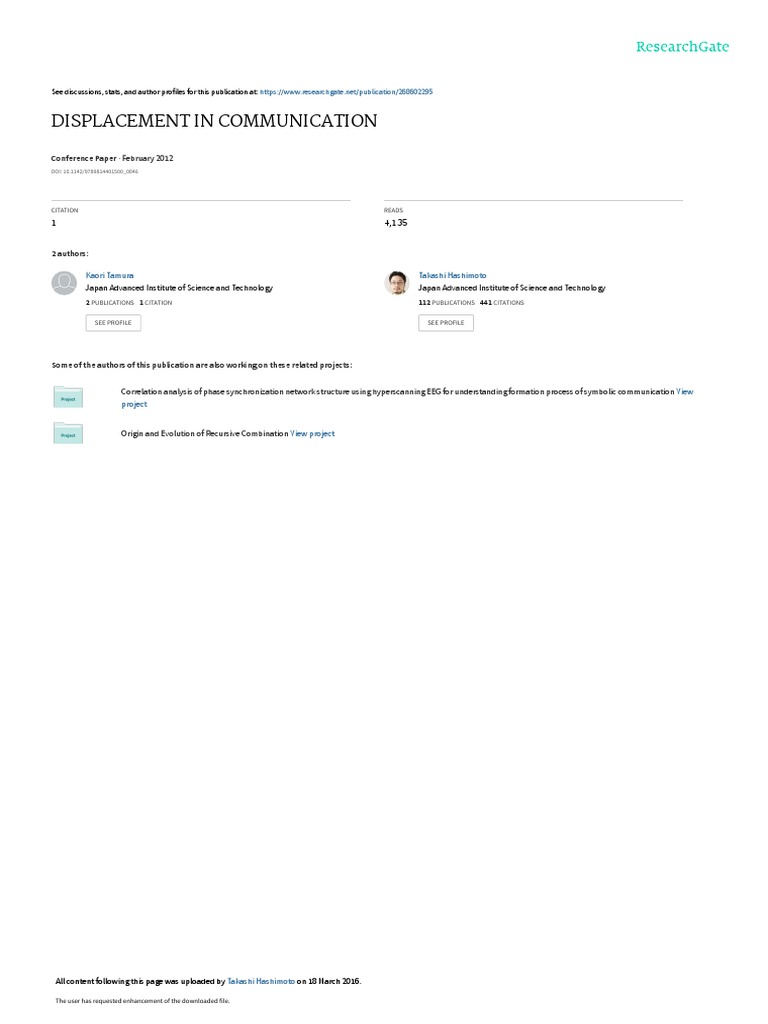 Displacement PDF | PDF | Analogy | Communication