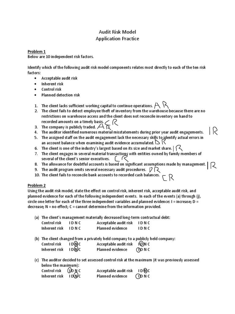 Audit Risk Model Application Problems | PDF | Audit | Risk