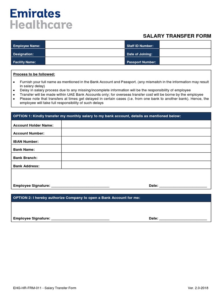 Salary Transfer Form | PDF