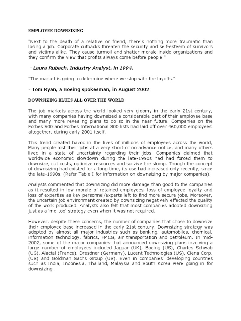 Employee Downsizing | PDF | Layoff | Unemployment