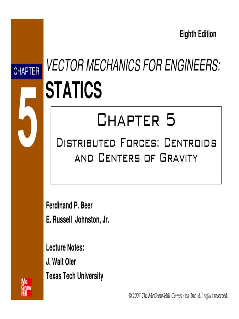 Chapter 5 - Distributed Forces-Centroids and Centers of Gravity PDF | PDF | Center Of Mass | Area