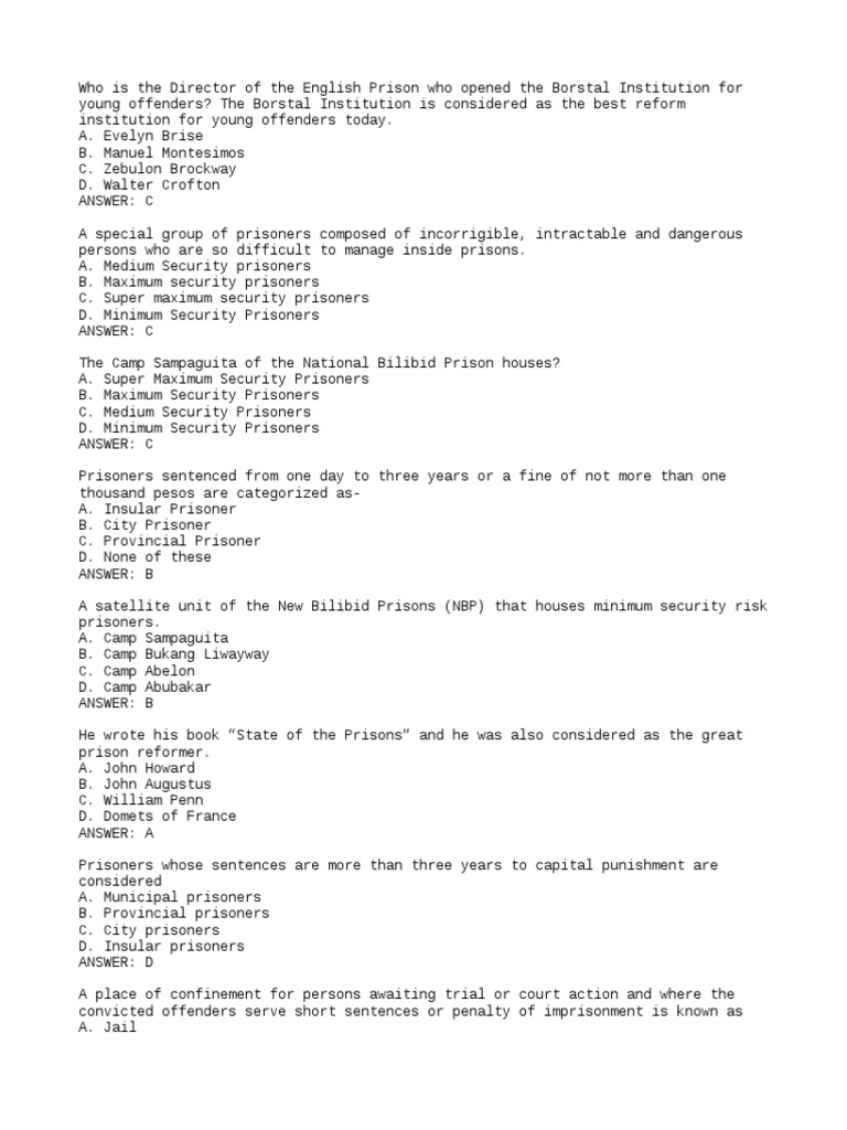 Quiz 5 | PDF | Prison | Prisoner