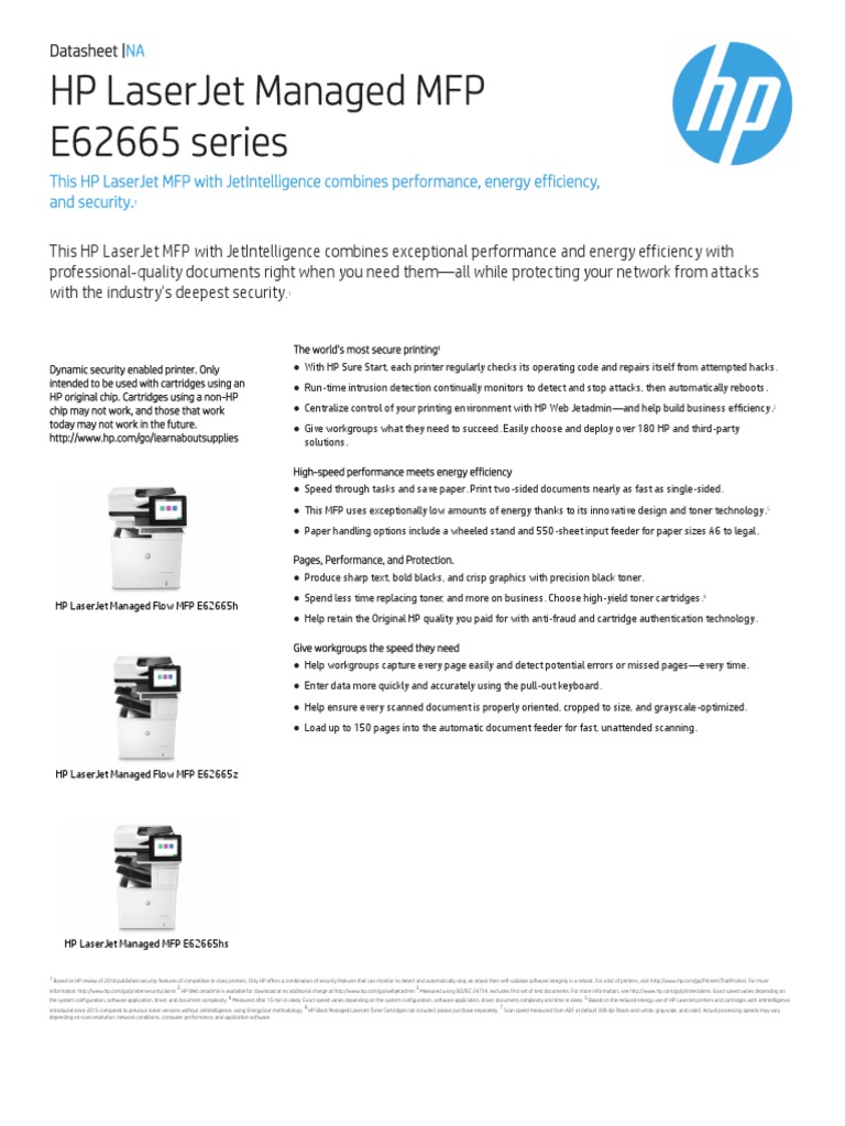 HP Laserjet Managed Flow MFP E62665H | PDF | Image Scanner | Operating ...