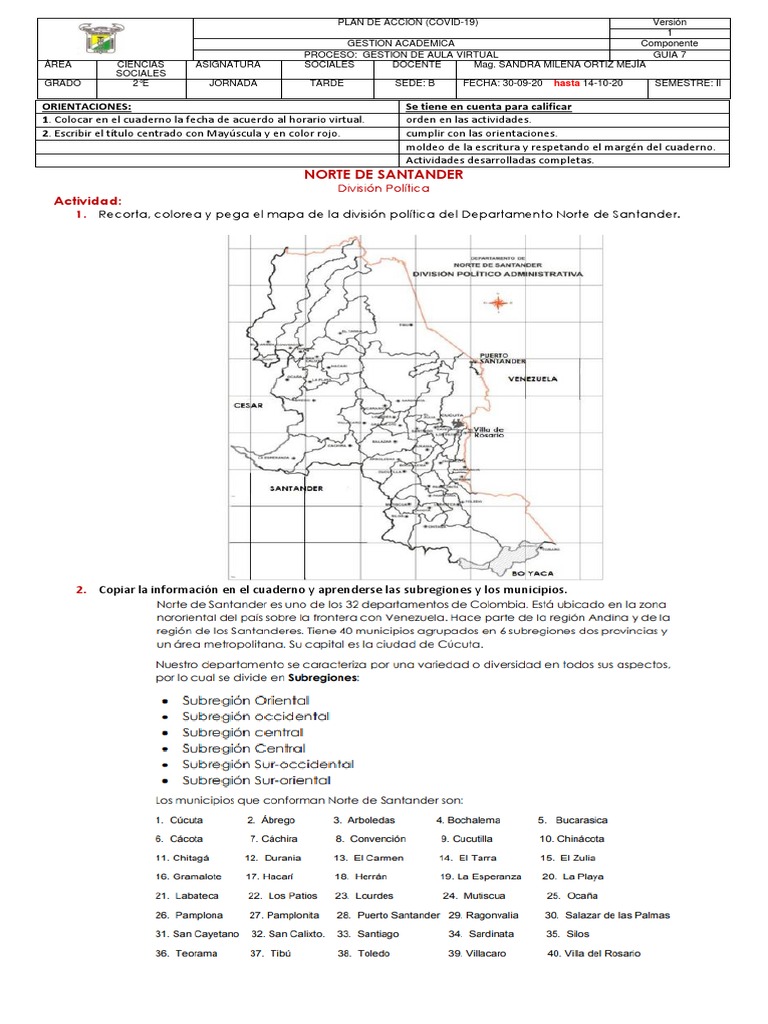 Mapa y Subregiones de Norte de Santander | PDF