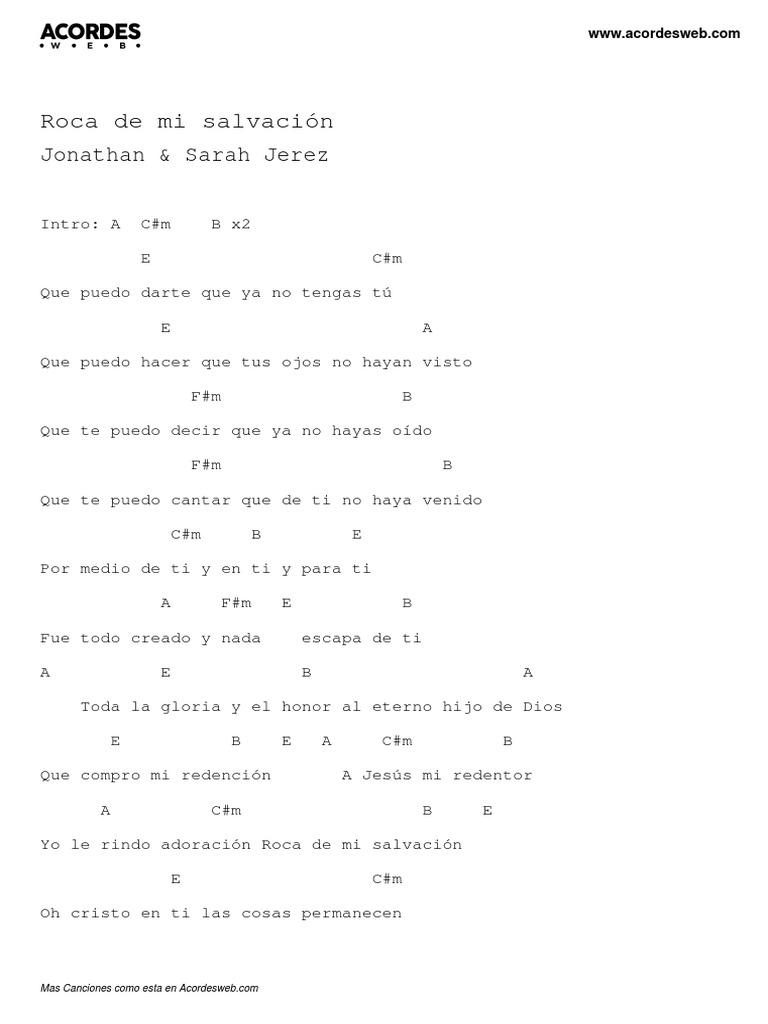 Acordes "Roca de mi Salvación" Guitarra | PDF