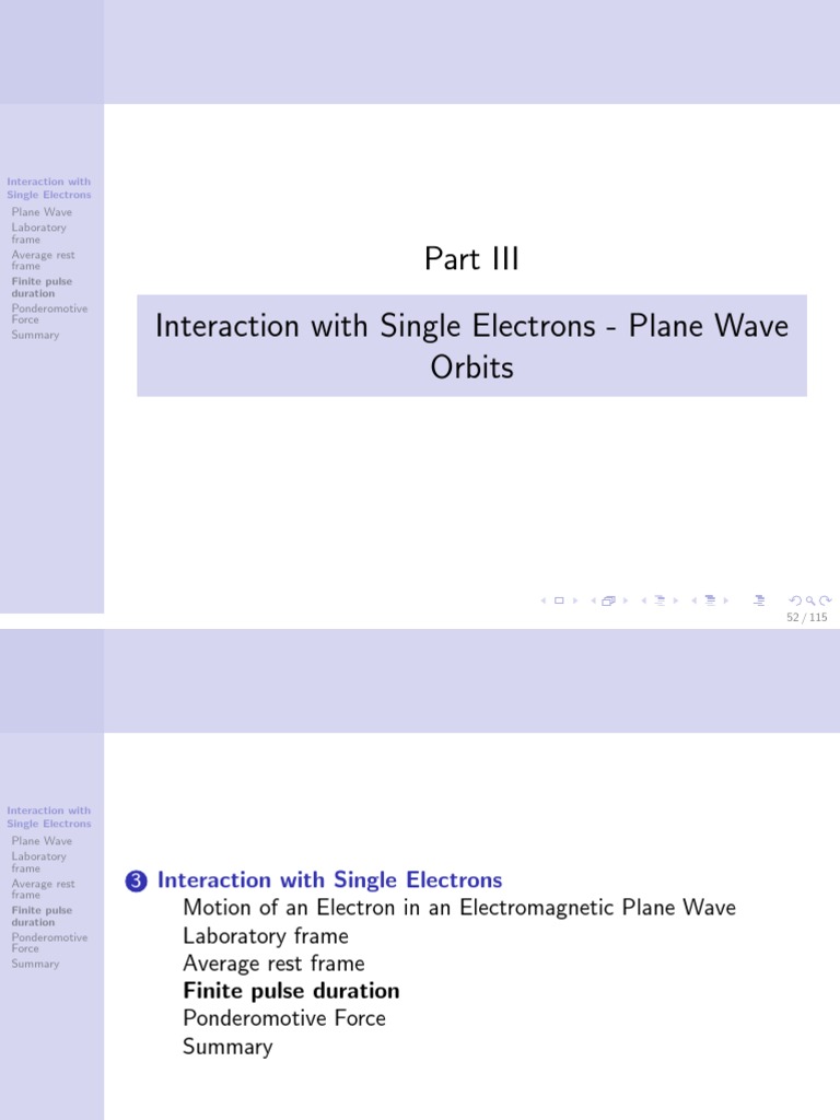 Interaction With Single Electrons - Plane Wave Orbits | PDF | Waves ...