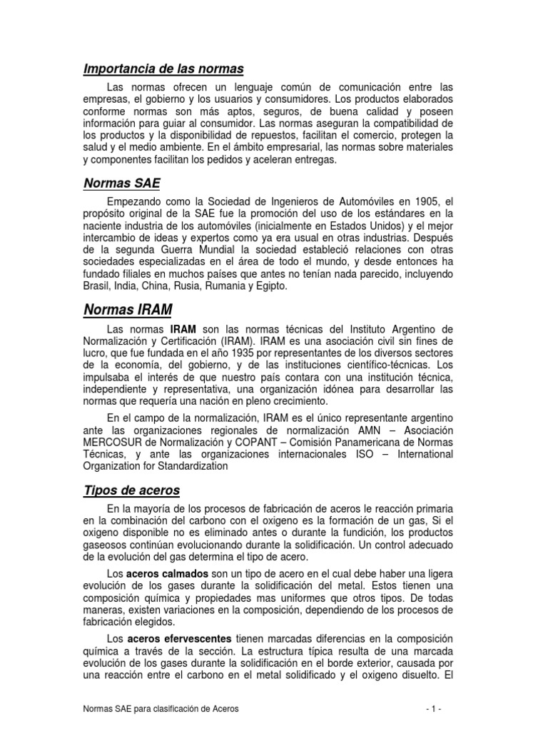 Normas SAE para Clasificacion de Aceros PDF | PDF | Molibdeno | Acero inoxidable