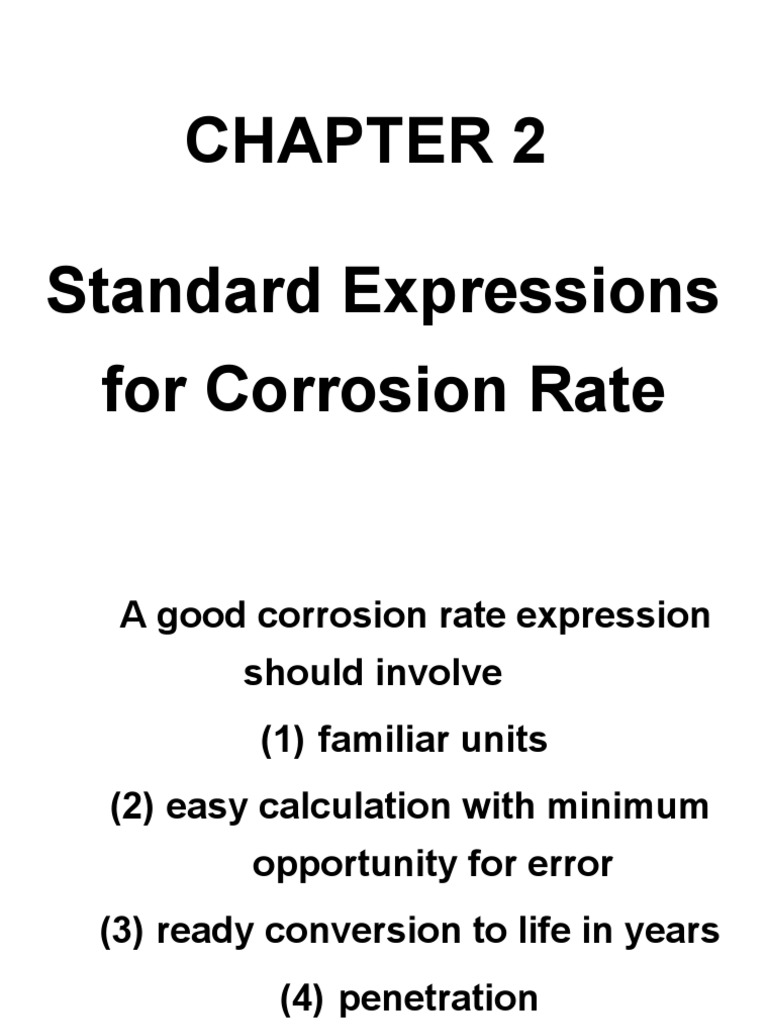 Standard Expressions For Corrosion Rate | PDF | Corrosion | Density