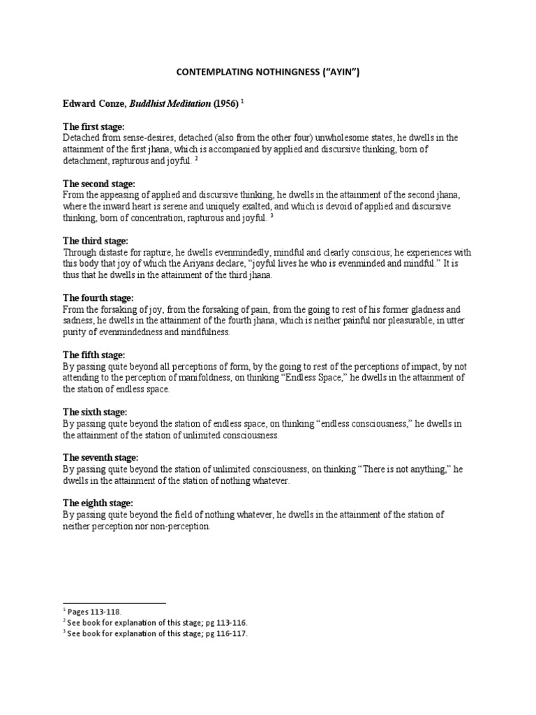 Contemplating Nothingness ("Ayin") : Edward Conze, Buddhist Meditation ...