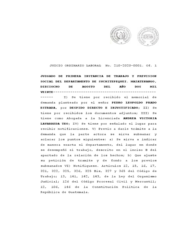 Memorial de Resolución de Previos Laborales | PDF