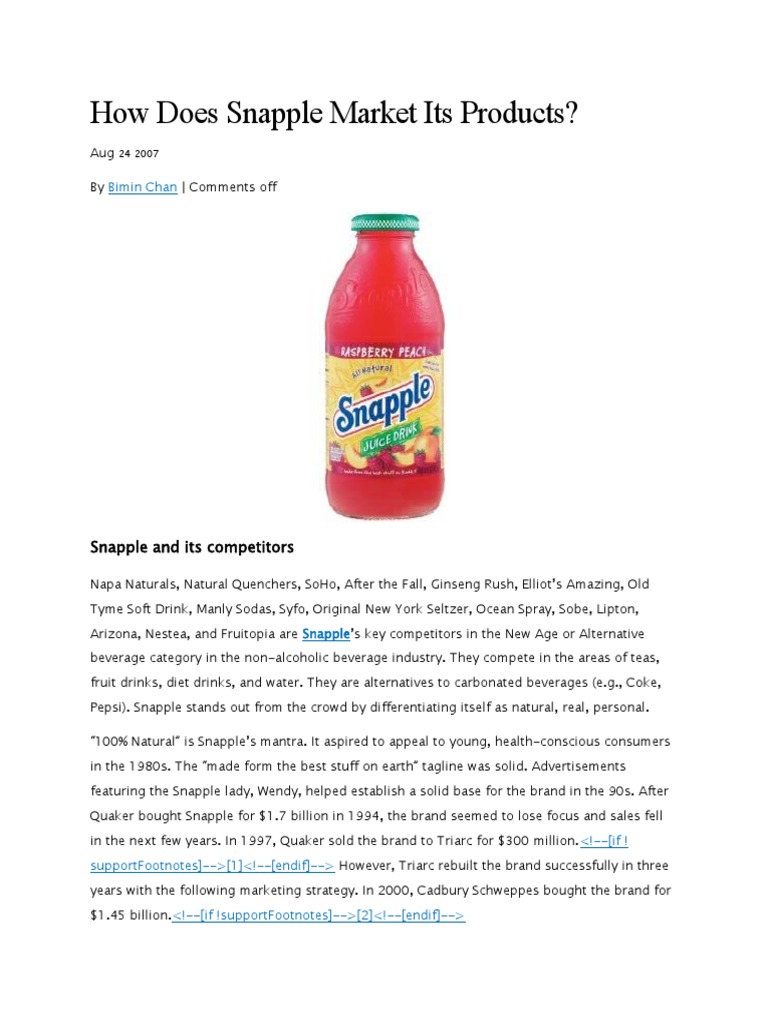 How Does Snapple Market Its Products | PDF | Brand | Soft Drink