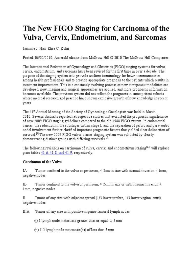 The New FIGO Staging | PDF | Metastasis | Sarcoma