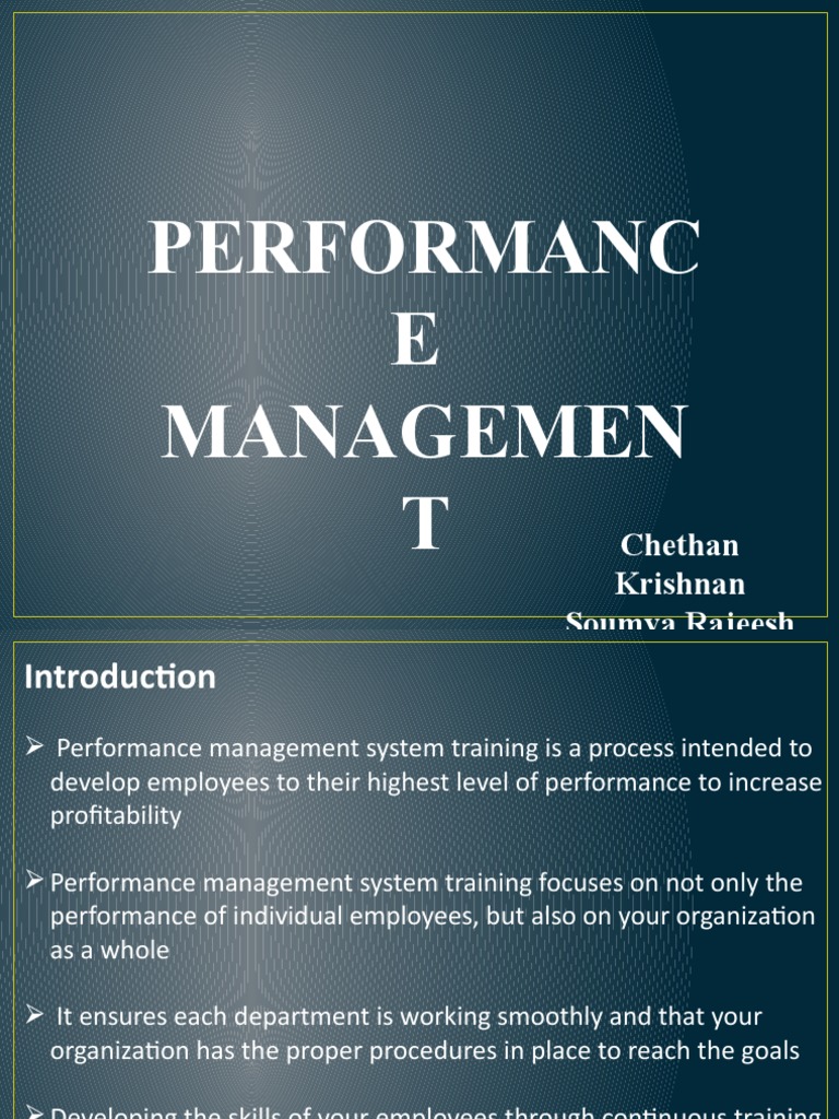 Performanc E Managemen T: Chethan Krishnan Soumya Rajeesh | PDF ...