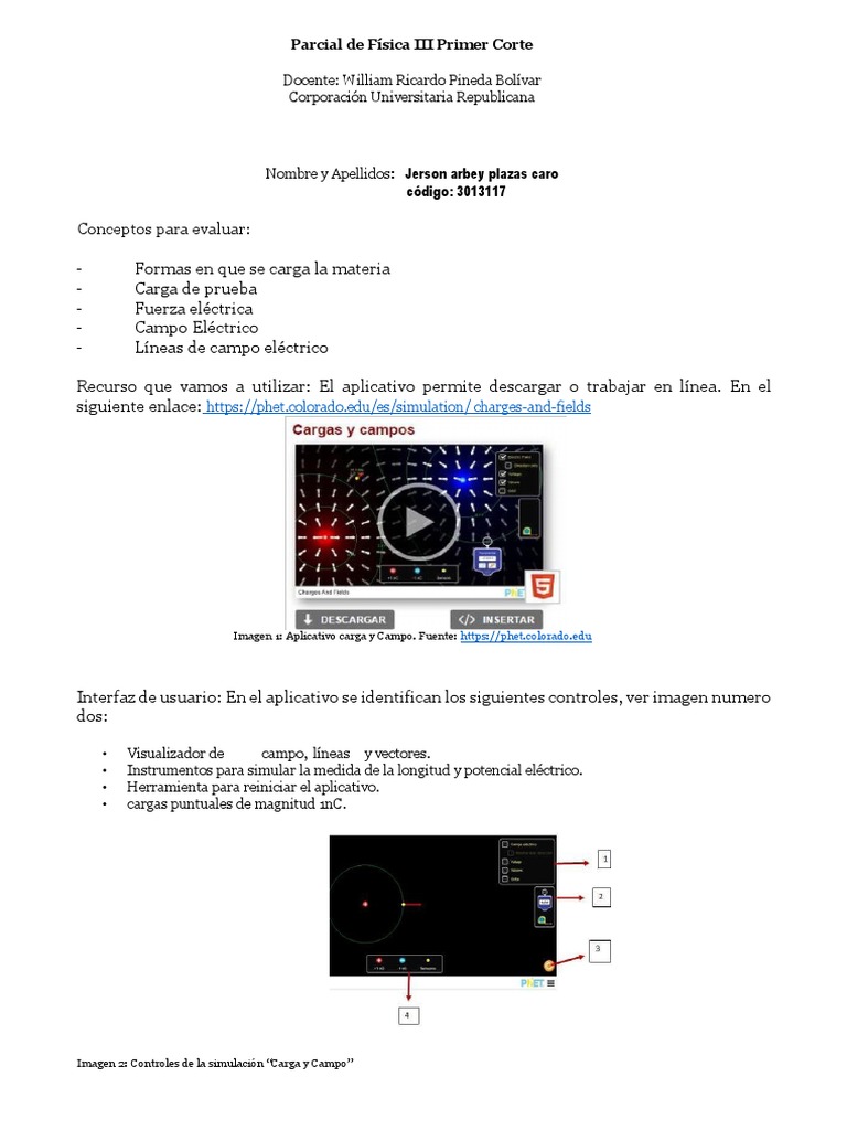 Solucion Parcial Primer Corte Fisica III PDF | PDF | Campo eléctrico | Electricidad