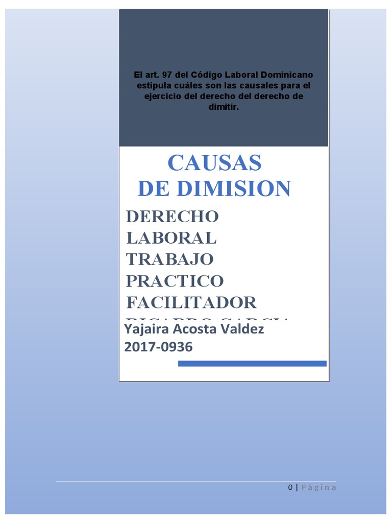 Causas de Dimisión | PDF | Derecho laboral | Salario