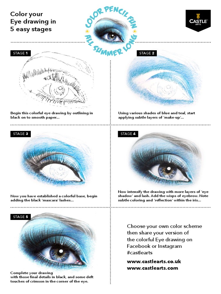 Colorful Eye Drawing Guide: 5 Stages | PDF
