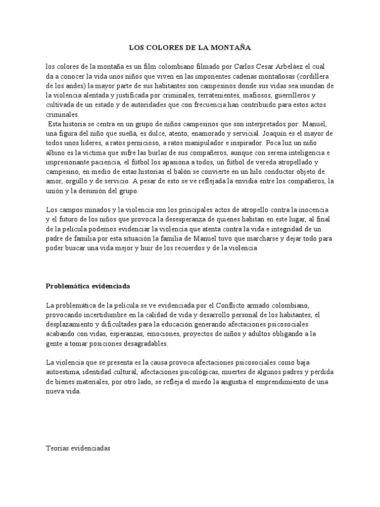 Análisis de La Película Colores de La Montaña | PDF | Sociedad | Sicología