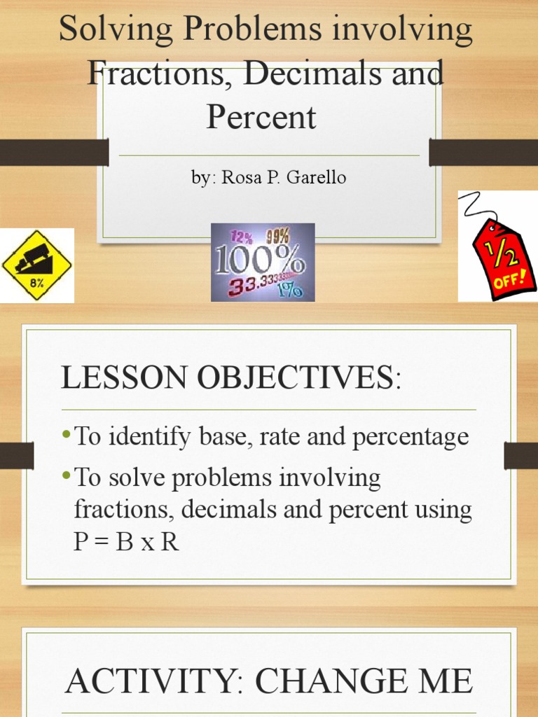 Solving Problems Involving Fractions, Decimals and Percent | PDF ...