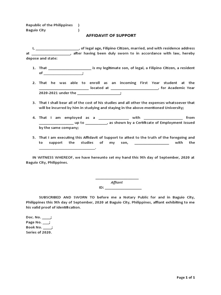Affidavit of Support: Affiant | PDF