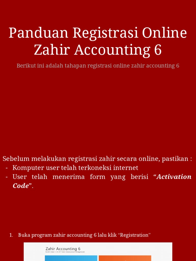 Panduan Registrasi Online Zahir Accounting 6 | PDF