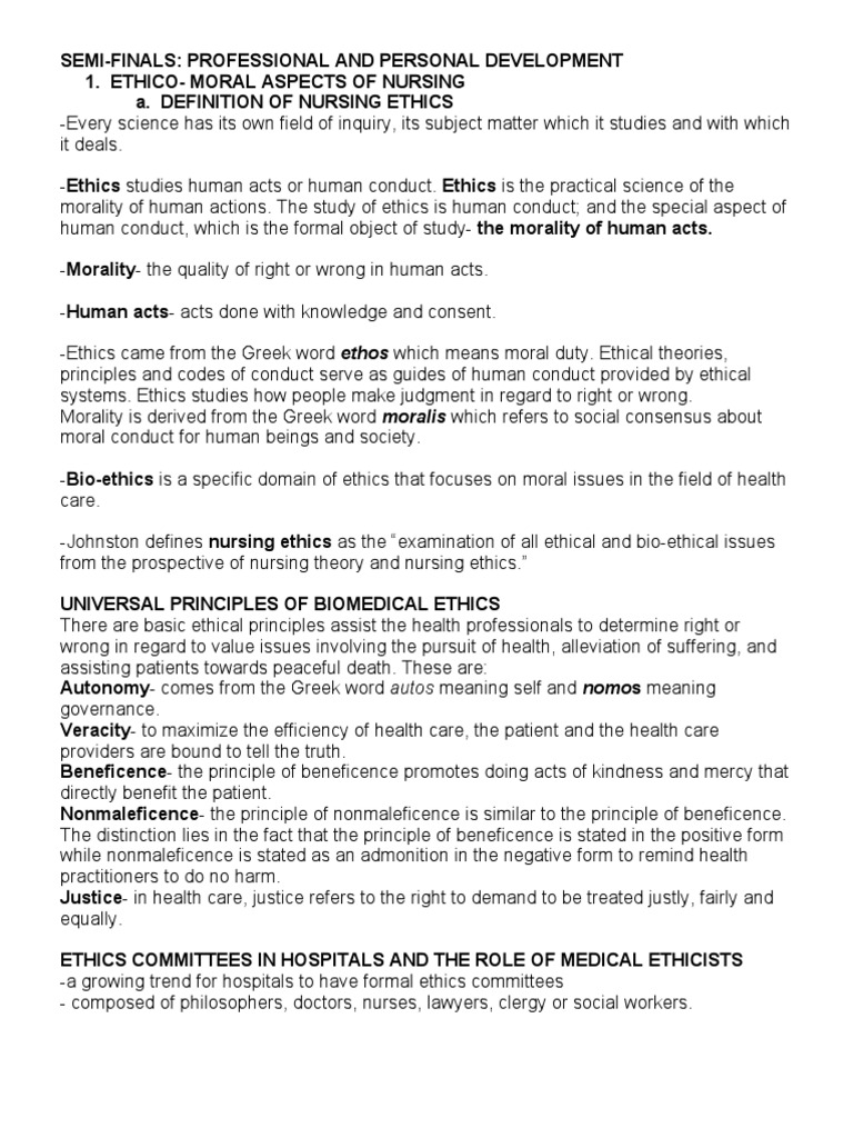 Ethico-Moral Aspects of Nursing | PDF | Medical Ethics | Nursing