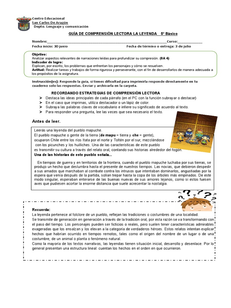 La leyenda mapuche "Flor de llanto | PDF | Comprensión lectora