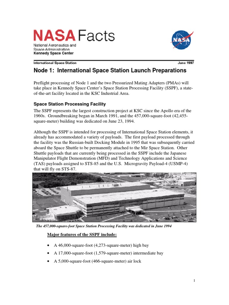 NASA Facts Node 1 International Space Station Launch Preparations | PDF ...
