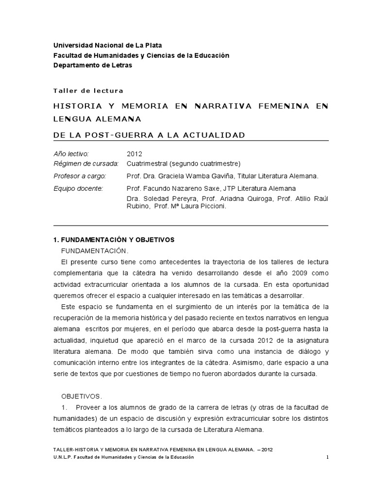 Taller de Lectura Interna Literatura Alemana 2012 | PDF | Poesía ...