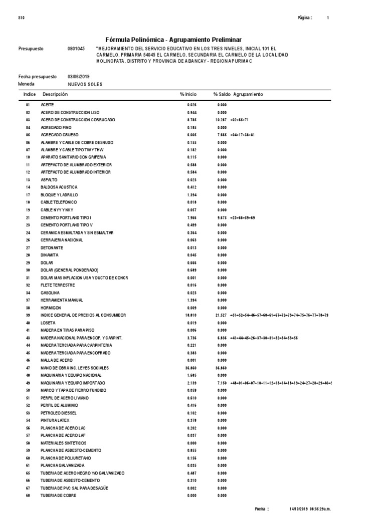 Agrupamiento Preliminar - PARA FORMULA POLINOMICA | PDF | Tubería ...