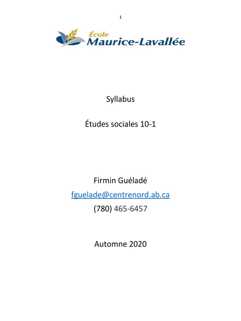 Curriculum Études Sociales 10-1 | PDF | Identité (Science sociale ...