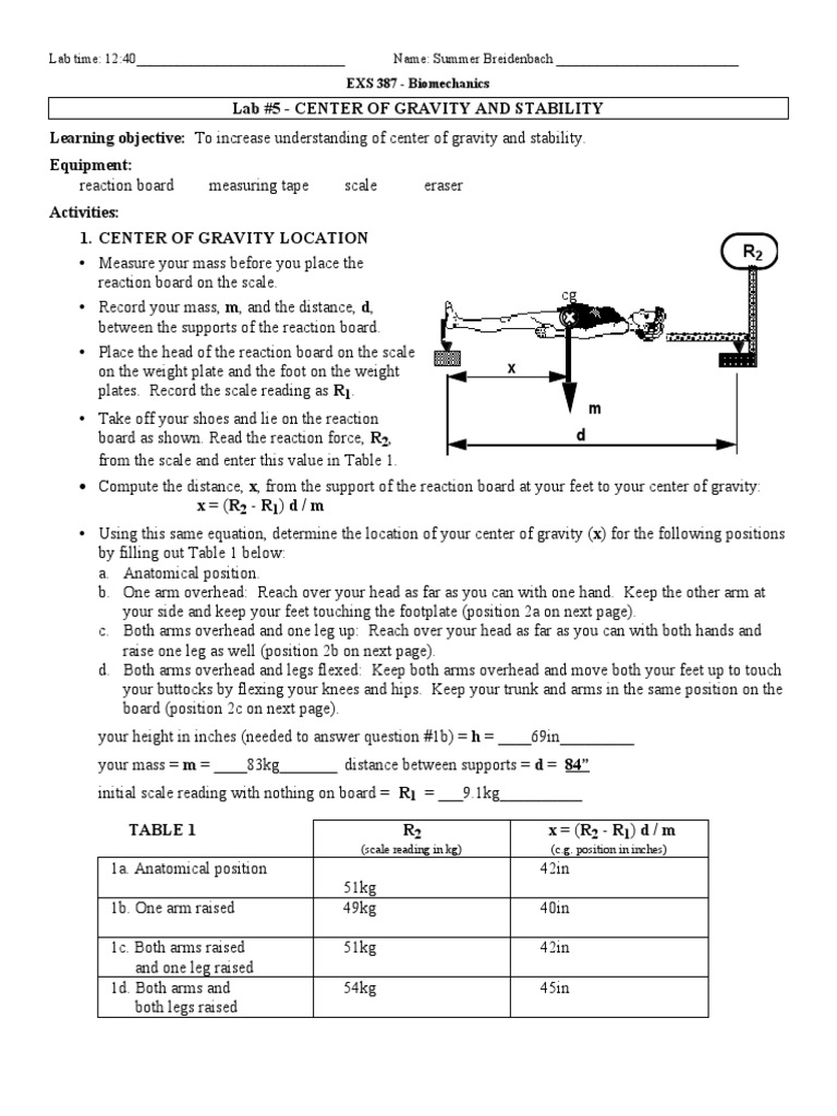 Lab 5-cg Stability | PDF | Center Of Mass | Torque