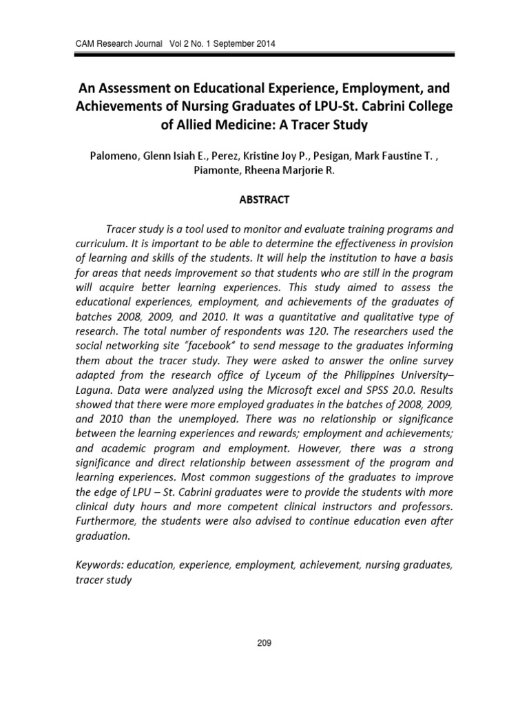 Nursing Graduate Tracer Study at LPU | PDF | Spss | Correlation And ...