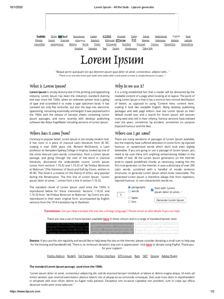 Lorem Ipsum - All The Facts - Lipsum Generator | PDF