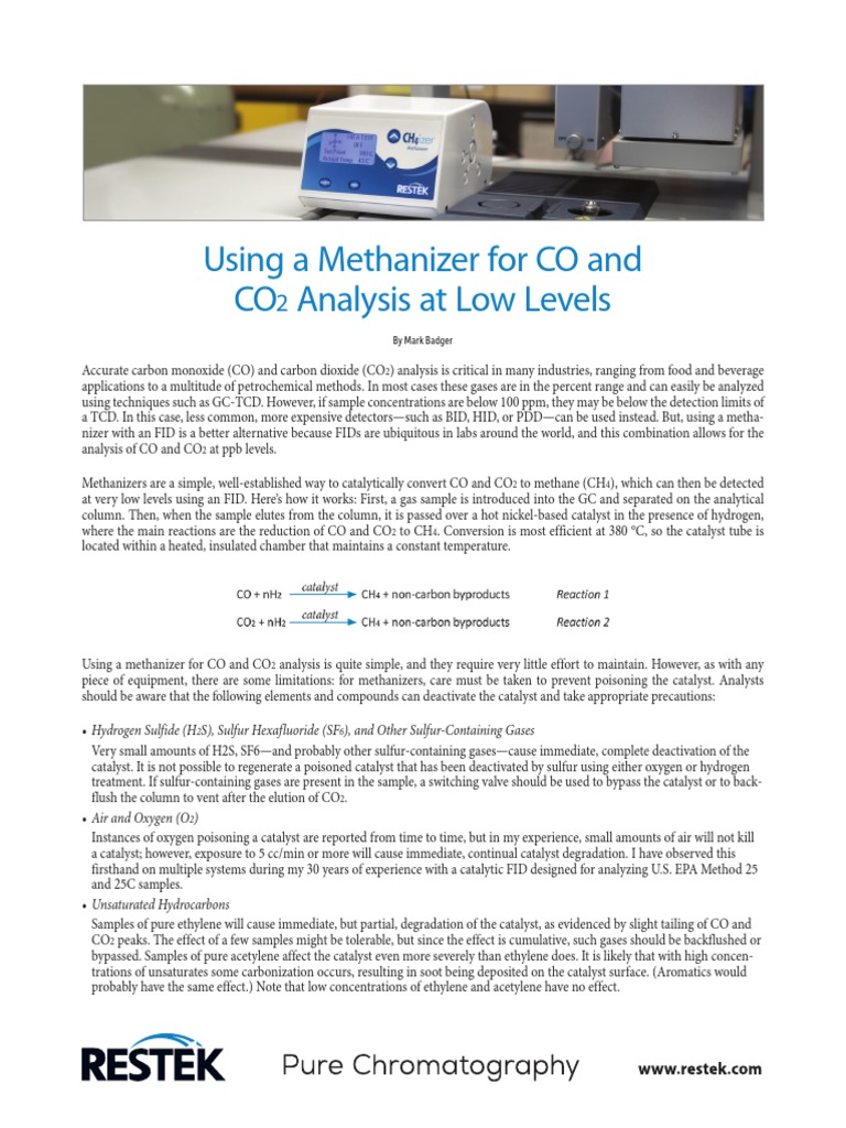 Using A Methanizer For CO and CO Analysis at Low Levels: by Mark Badger ...
