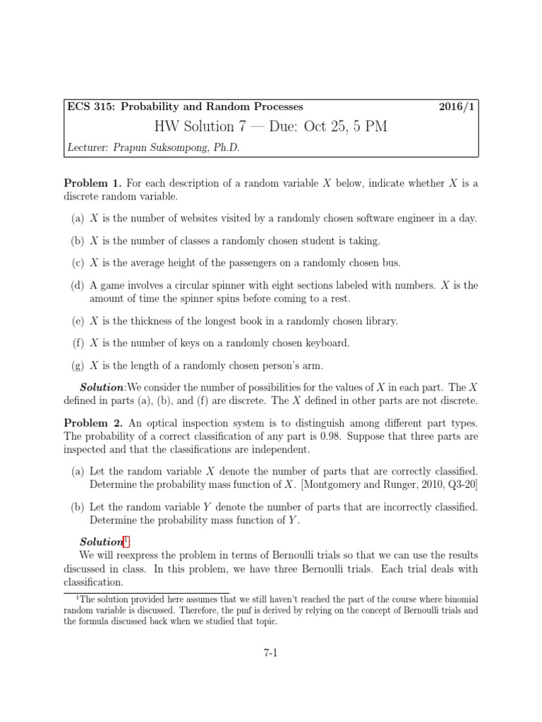 Discrete vs Continuous Random Variables | PDF | Probability Distribution | Poisson Distribution