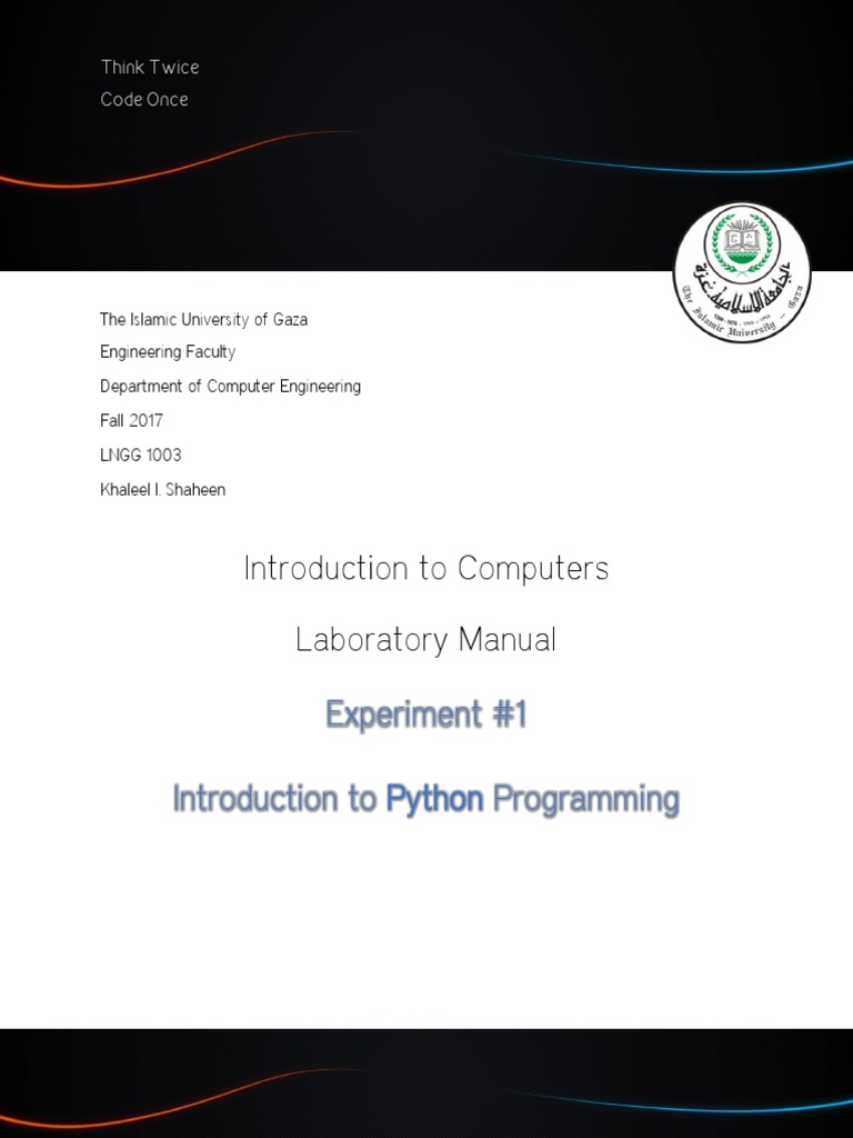 Lab 1 Introduction To Python Programming | Download Free PDF | Python ... Lab 1 Introduction To Python Programming | Download Free PDF | Python ...