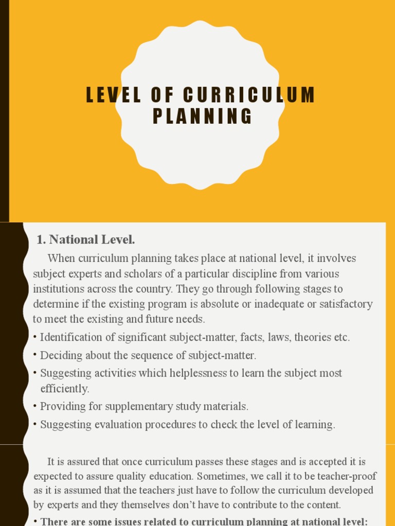 Levels of Curriculum Planning | PDF | Curriculum | Teachers