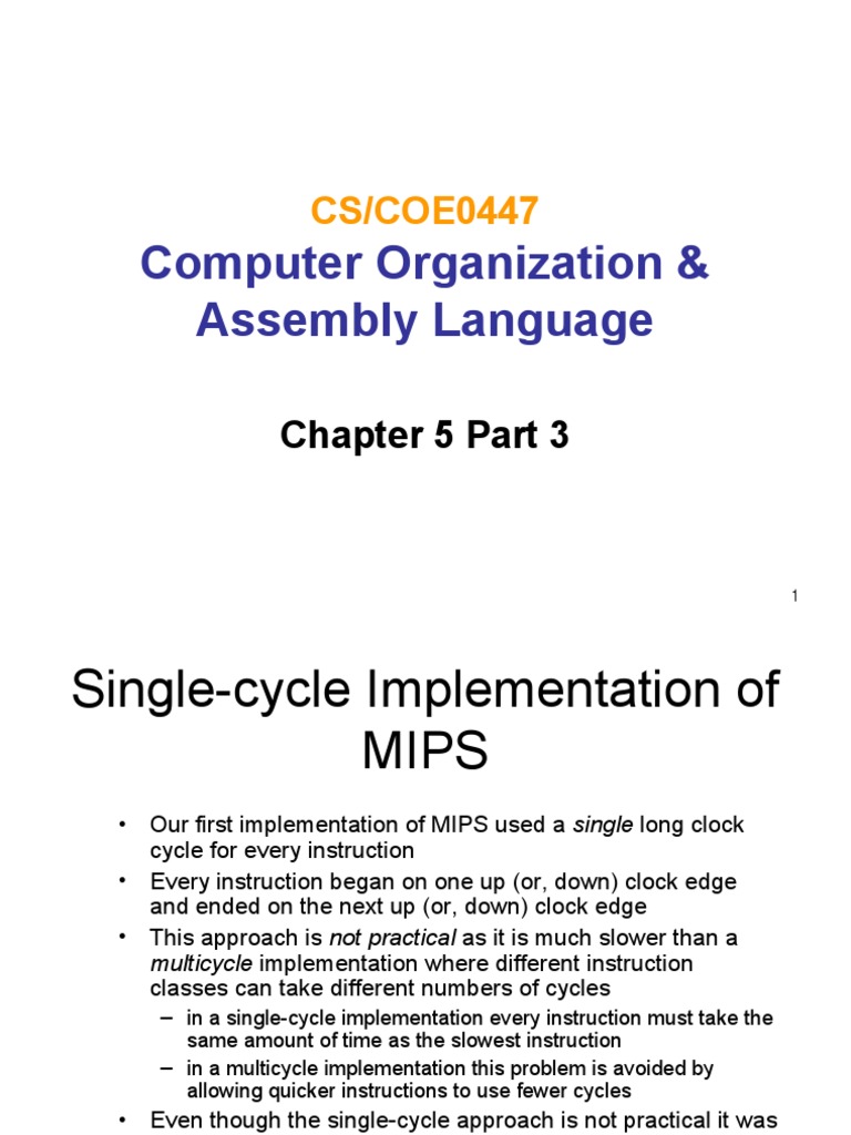 Computer Organization & Assembly Language: CS/COE0447 | PDF | Central ...