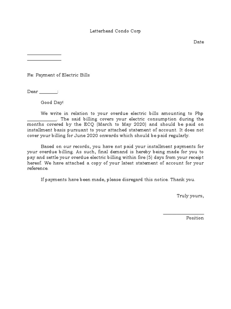 Scribd Demand To Pay Overdue Electric Bill | PDF