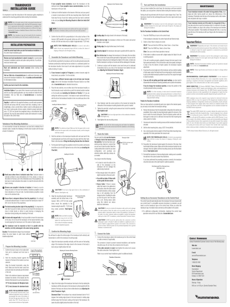 Transducer Installation Guide: Maintenance | PDF | Sonar | Electronic Waste
