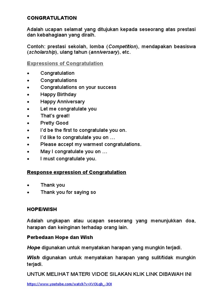 Congratulation, Hope, and Wishes | PDF