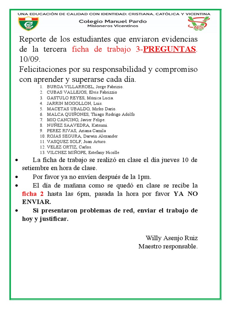 Reporte Ficha 3 Preguntas 2C SEC | PDF