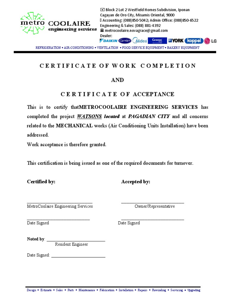 Certificate of Completion FORM | PDF