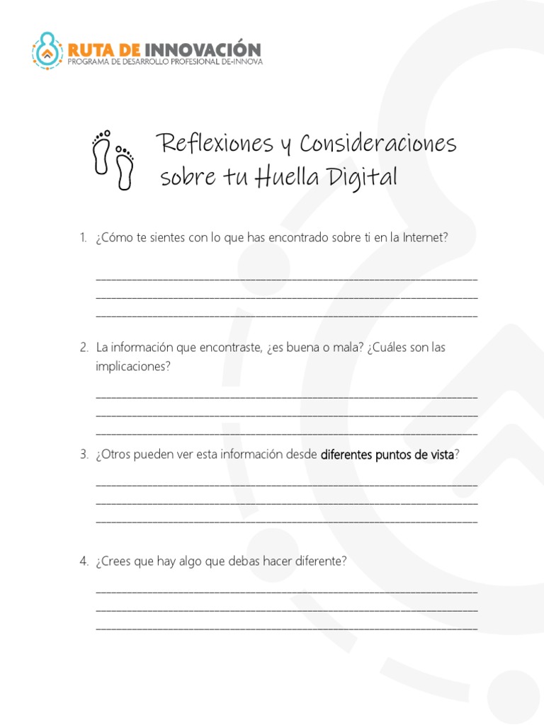 Hoja de Reflexion Huella Digital | PDF